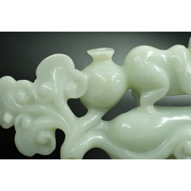 Natural Nephrite Jade Sculpture Boy and Citron | Chairish