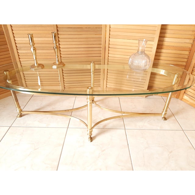 1970s Vintage Hollywood Regency Brass Oval Coffee Table | Chairish