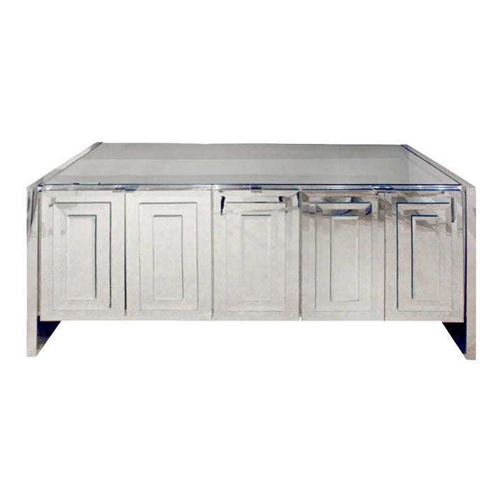 Vintage 1970s Mid Century Modern Mirrored Ello Credenza Cabinet ...