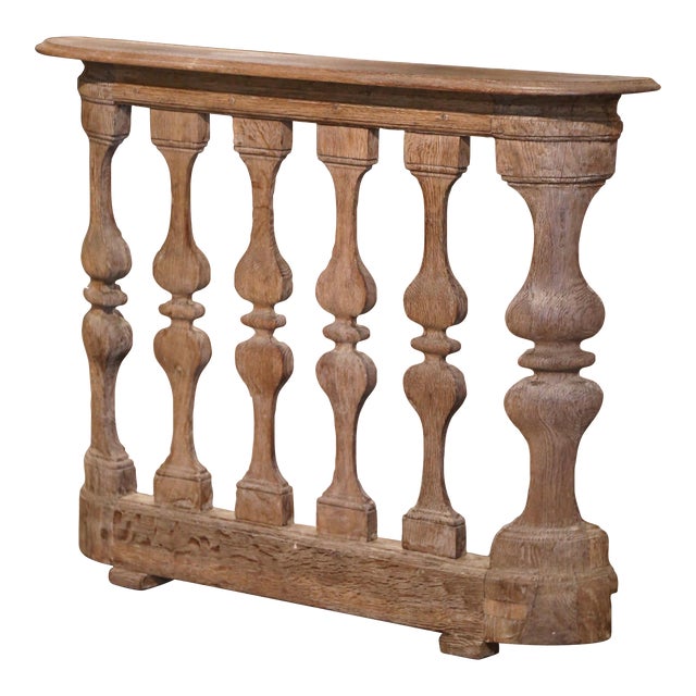 19th Century French Carved Bleached Oak Balustrade Console Table | Chairish