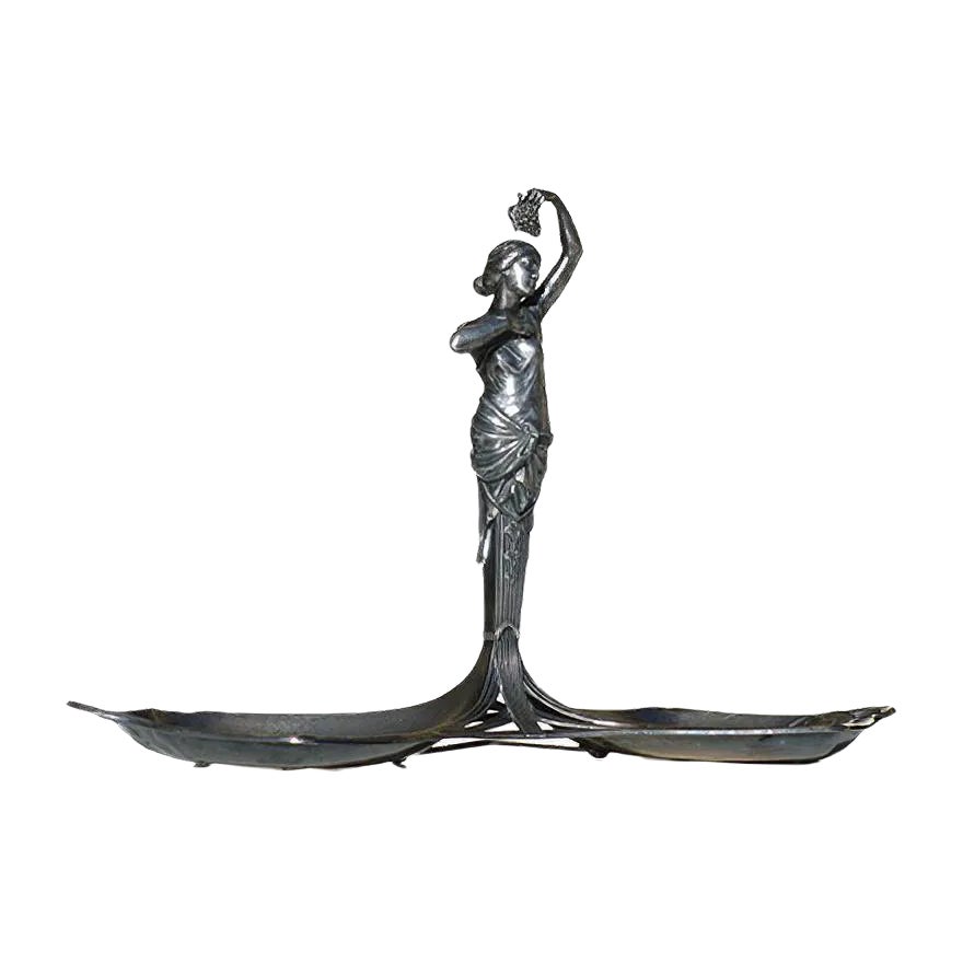 Antique Silver Metalware Female Figure by Albert Mayer for WMF | Chairish