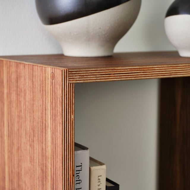 Modern Wood Geometric Bookcase - Walnut - 72" X 72" | Chairish