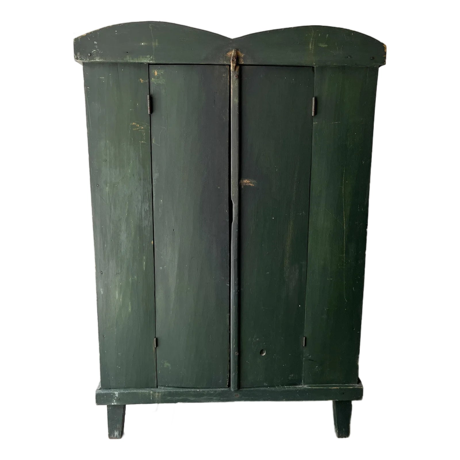 Antique Green Primitive Painted Cabinet Cupboard | Chairish
