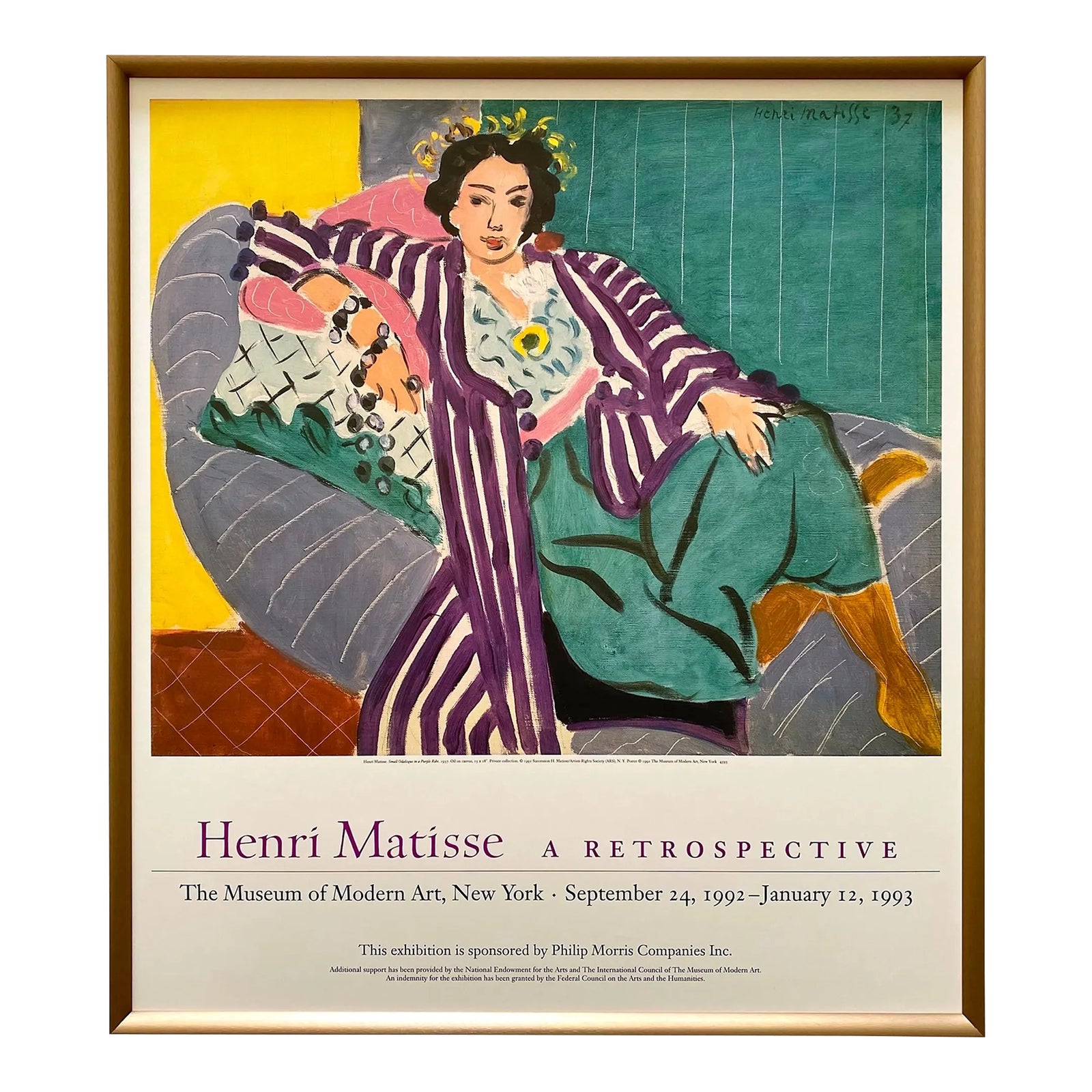 Henri Matisse Vintage 1992 Lithograph Print Framed Exhibition Poster ...