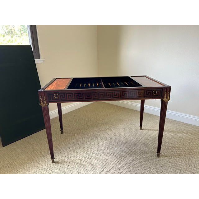 Leather Top/ Game Table - Backgammon Board | Chairish