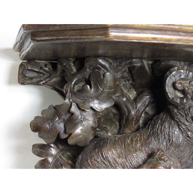 Black Forest Carved Wood Ram and Ewe Wall Shelf | Chairish