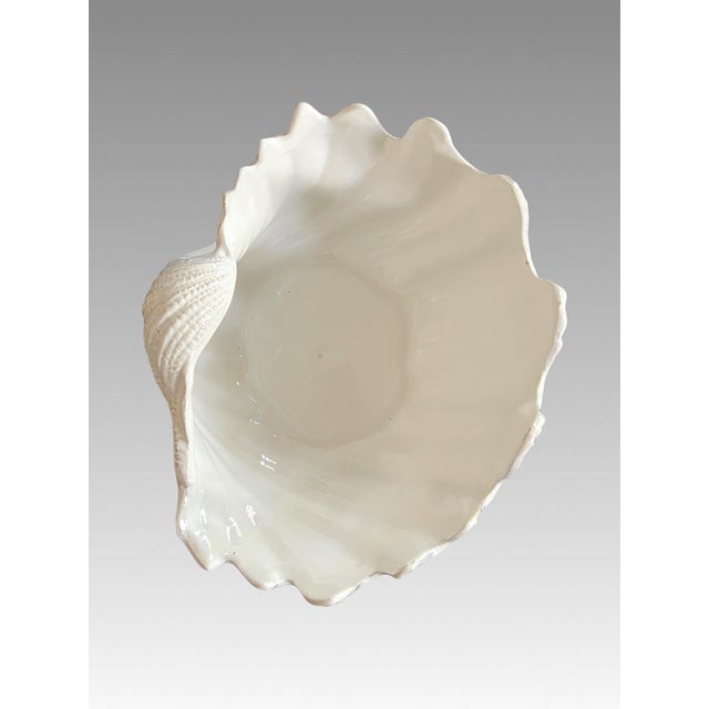 Large White Porcelain Coastal Sea Shell (Giant Clam Shell Bowl/Vide ...