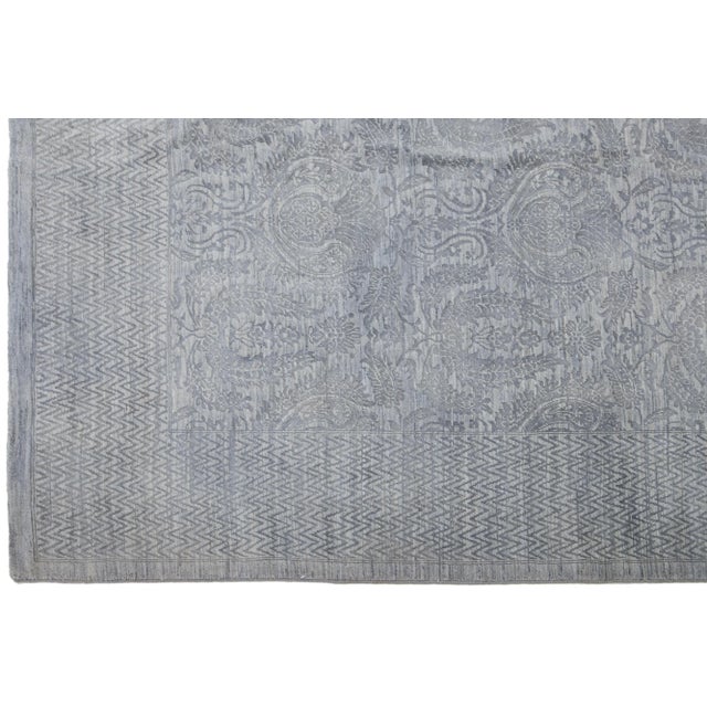Modern Allover Transitional Wool & Silk Rug Designed in Gray Colors ...