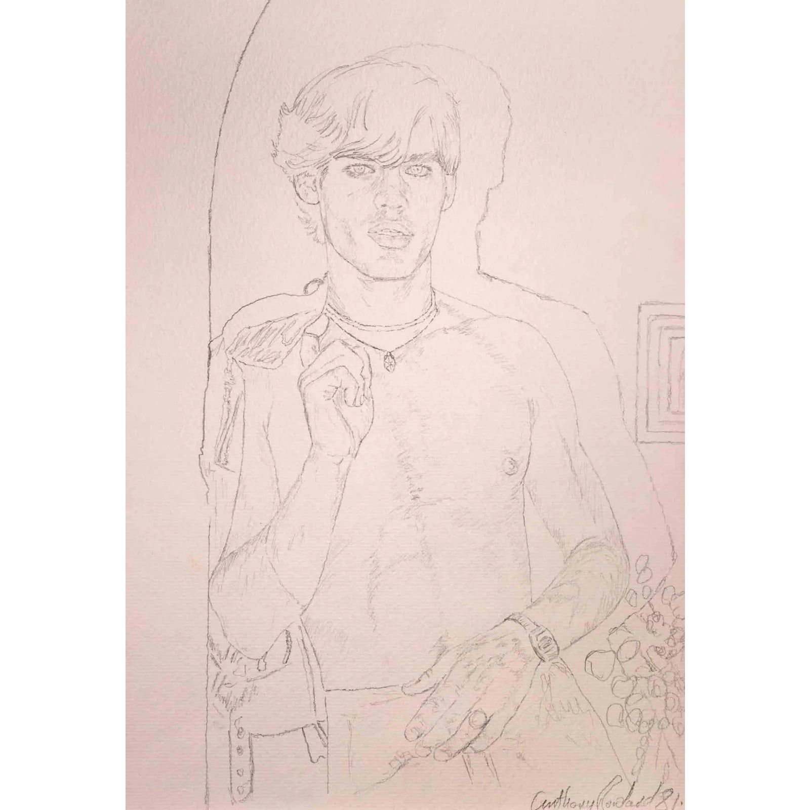 Anthony Roaland, Portrait of a Young Man, Original Pencil Drawing, 1981 ...