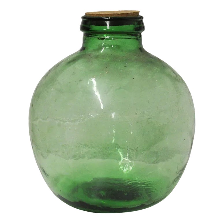 Green Glass Bottle from Viresa, 1970s | Chairish
