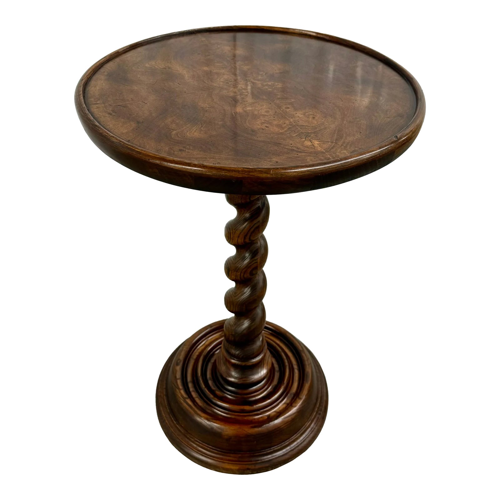 1980s Hendredon Oak Wood Barkley Cork Twist Accent Table | Chairish