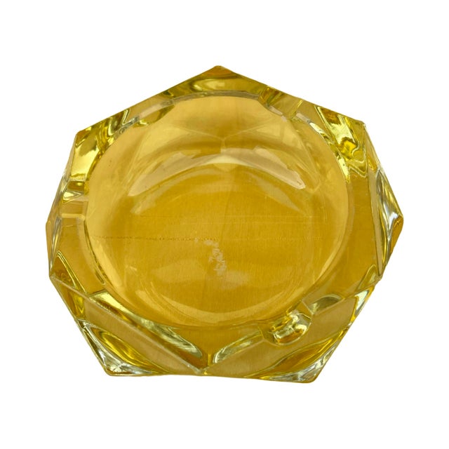 Yellow Crystal Ashtray, Crystalex Bohemia Novy Bor, Czechoslovakia ...