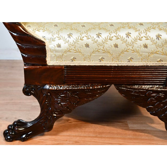 1900 Antique Empire Carved Mahogany Spring-Seat Chair / New Upholstery ...