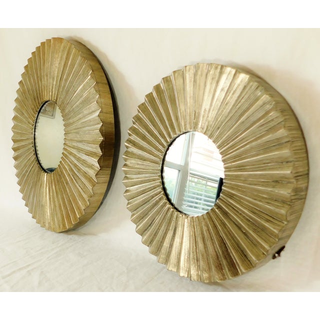 Pair Contemporary Imax California Gold Wood Sunburst Hanging Wall ...