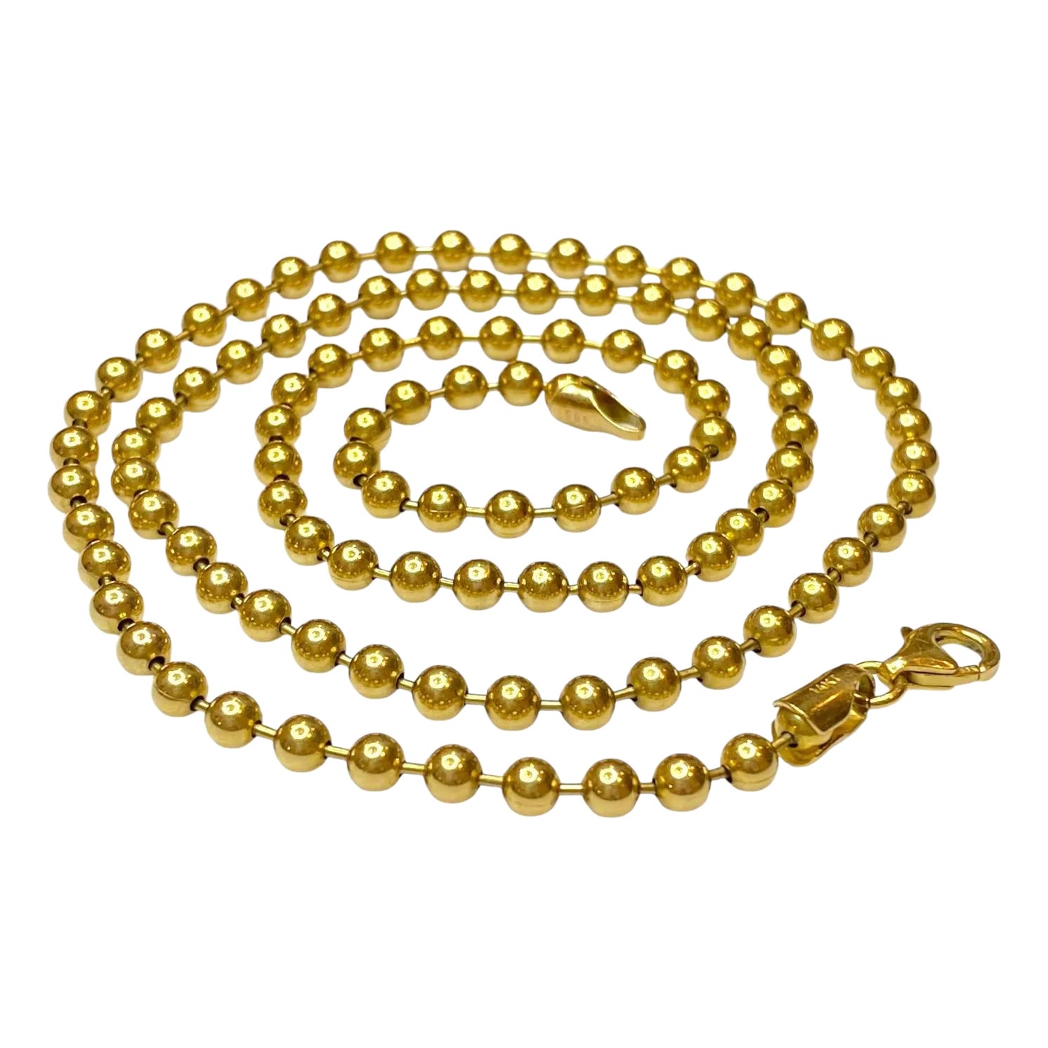 Vintage 14k Yellow Gold Large Ball Chain Necklace 23" | Chairish