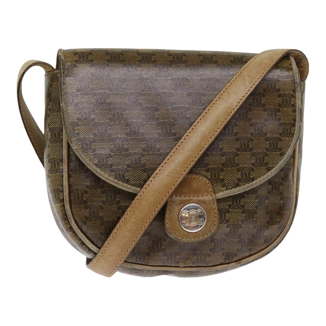 Celine Macadam Canvas Shoulder Bag Brown Auth 76405 | Chairish