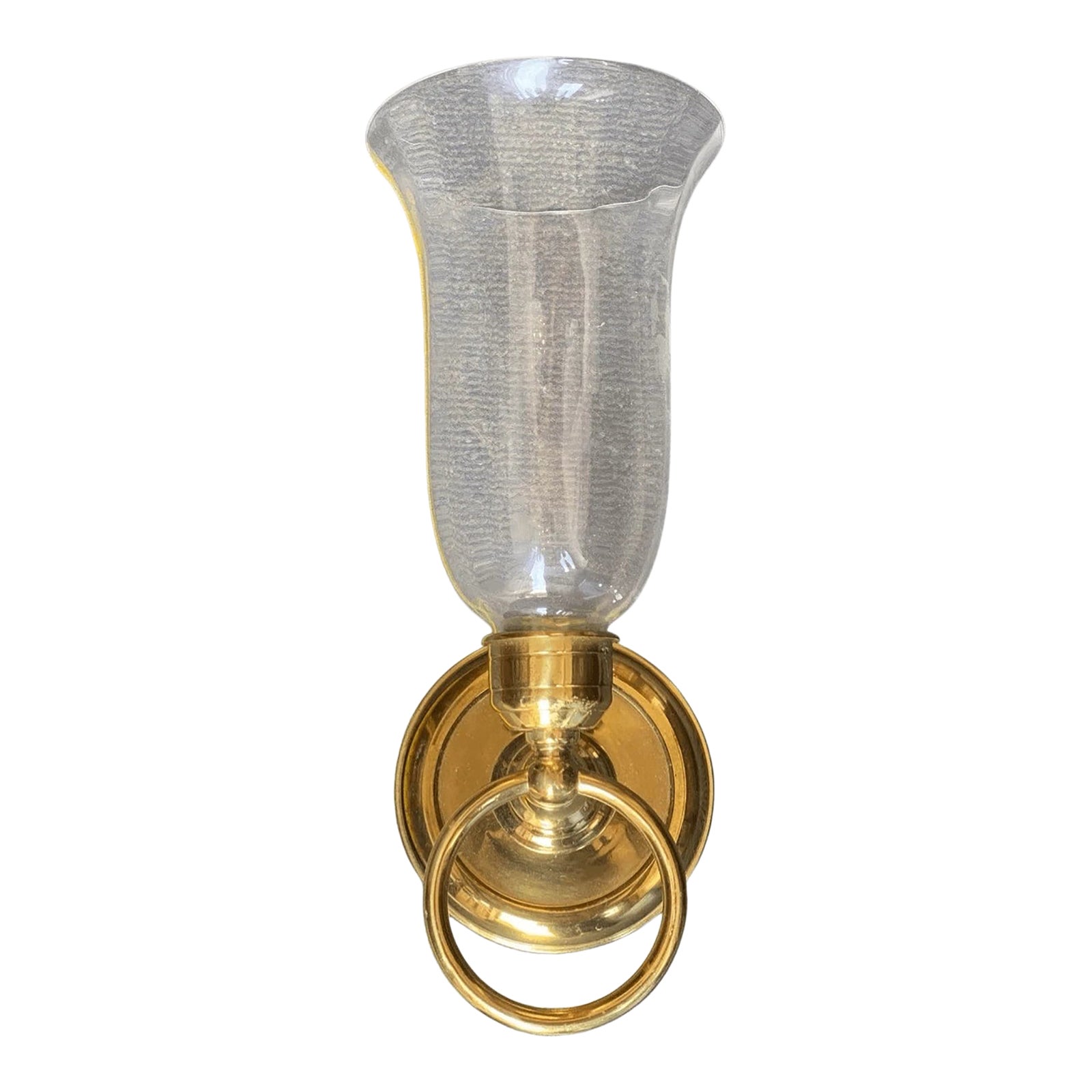 Vintage Brass Wall Sconce With Glass Shade Dutch Colonial Ring 11” Tall ...