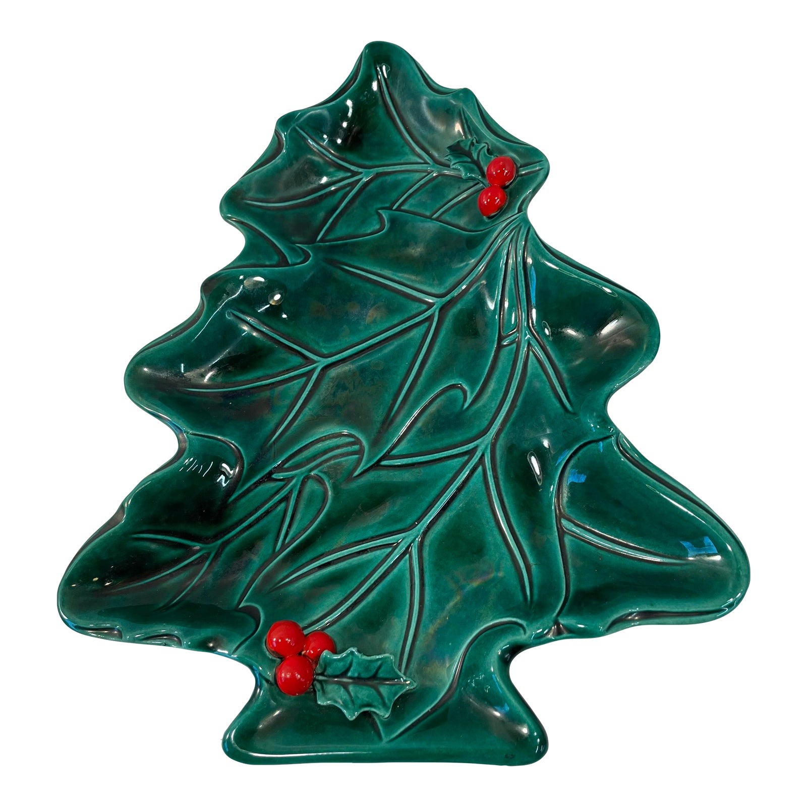 Vintage Ceramic Holiday Tree Serving Dish | Chairish