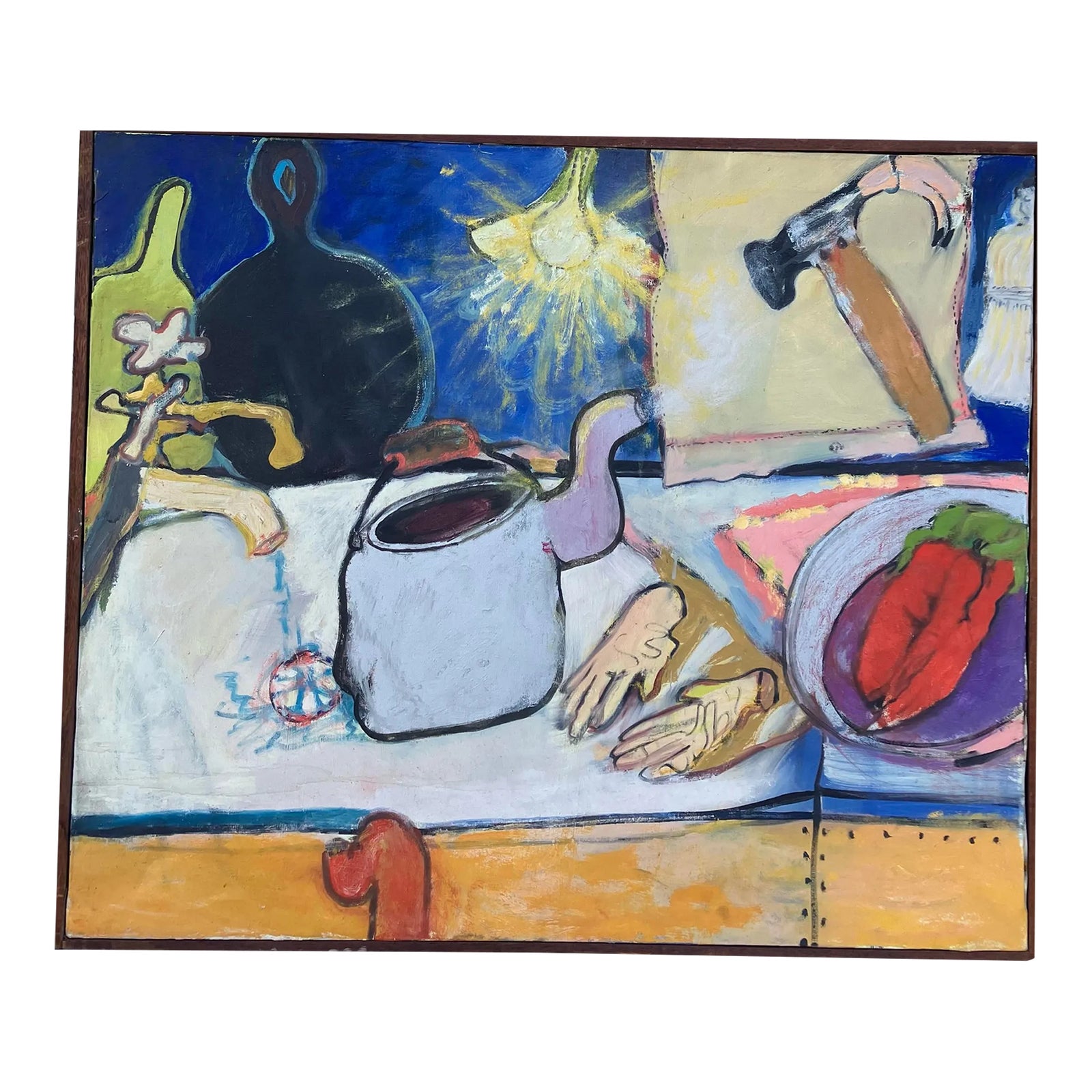 1970’s Large Original Modernist Unusual Still Life Painting | Chairish