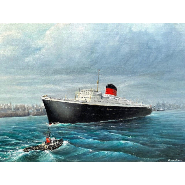 1950s British Oil Painting Maritime Rms Saxonia Passenger Liner Ship ...