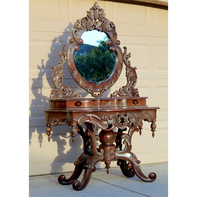 Early 19th-Century Rococo Revival Style Hand-Carved Vanity With Trefoil ...