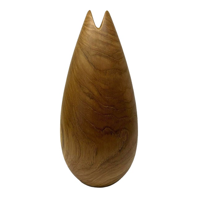 Teak Wood Vase - Large | Chairish