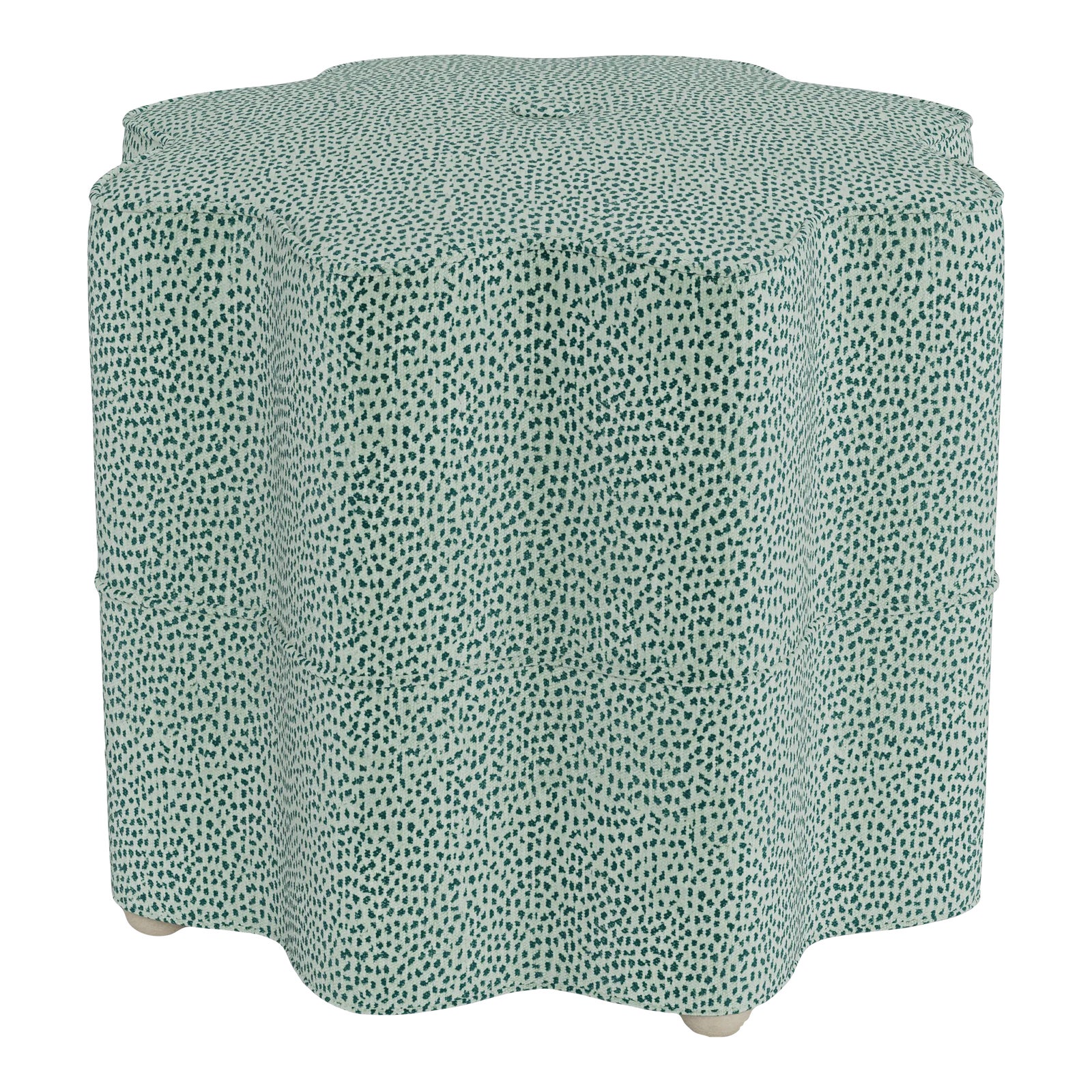 Bunny Williams Home Stella Stool in Teal Leopard Chenille with Alpine White Feet | Chairish