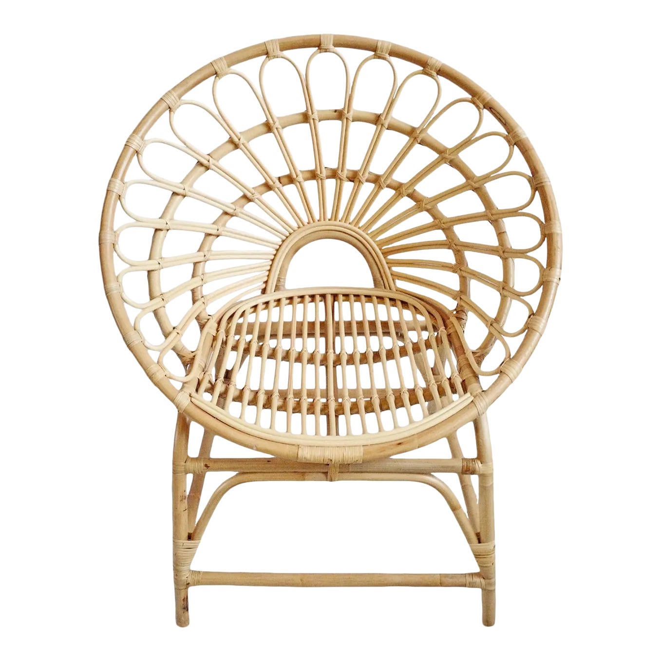 Natural Bamboo Flower Ring Chair | Chairish