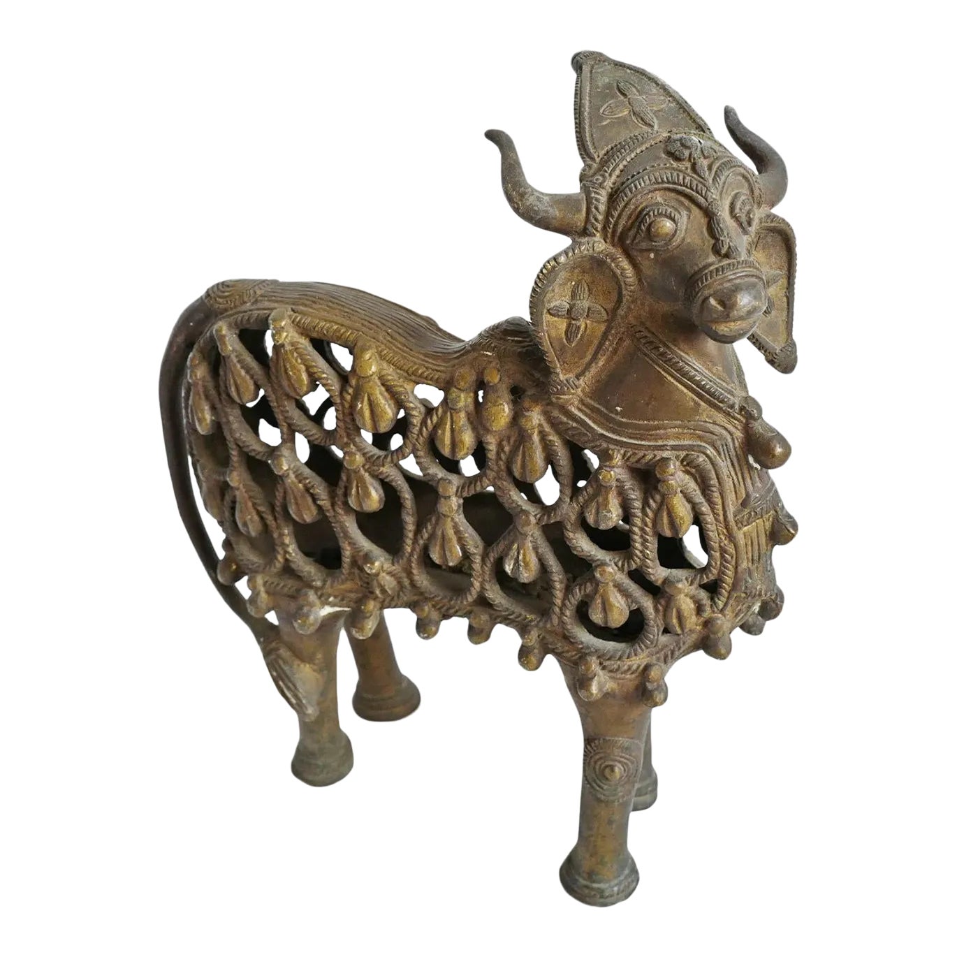 Antique Bronze India Nandi Figure | Chairish