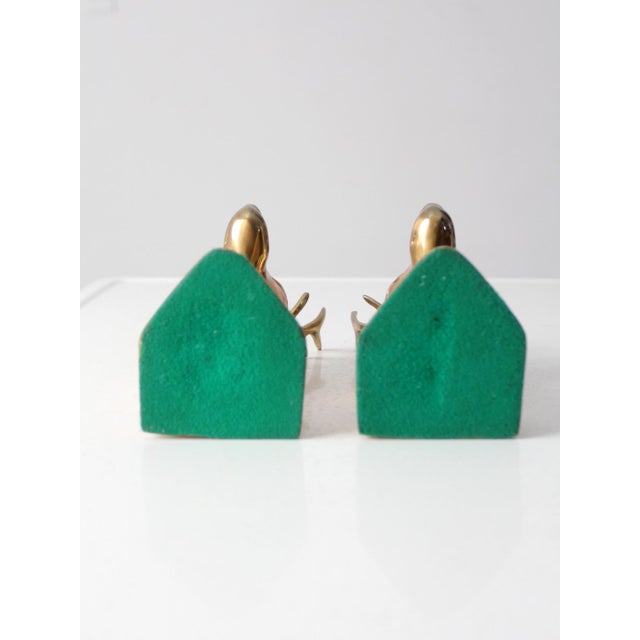 Vintage Large Brass Stag Deer Bookends Pair | Chairish