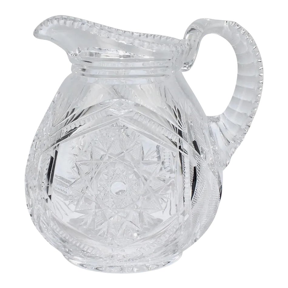 Fine Vintage Cut Glass Pitcher with a Narrow Body | Chairish