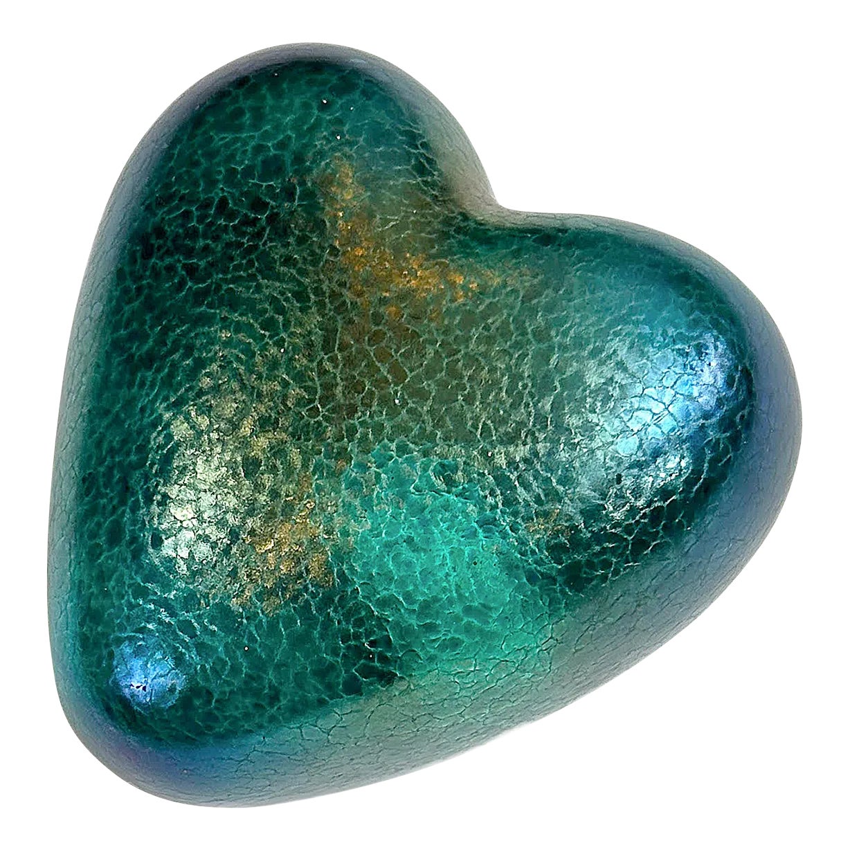 20th Century Robert Held Iridescent Teal Hand Blown Glass Heart ...