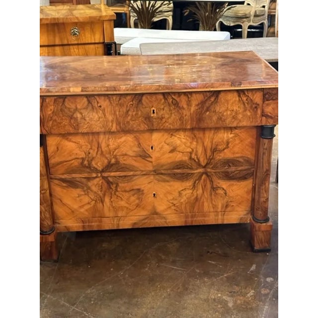 19th Century German Burl Walnut Biedermeier Commode | Chairish