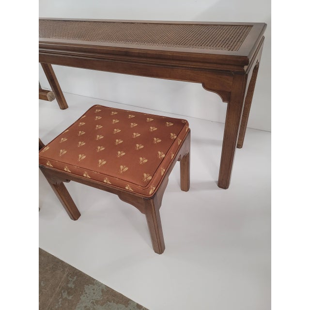 1990s Ethan Allen Bumblebee Fabric Table & Stool Set | Chairish