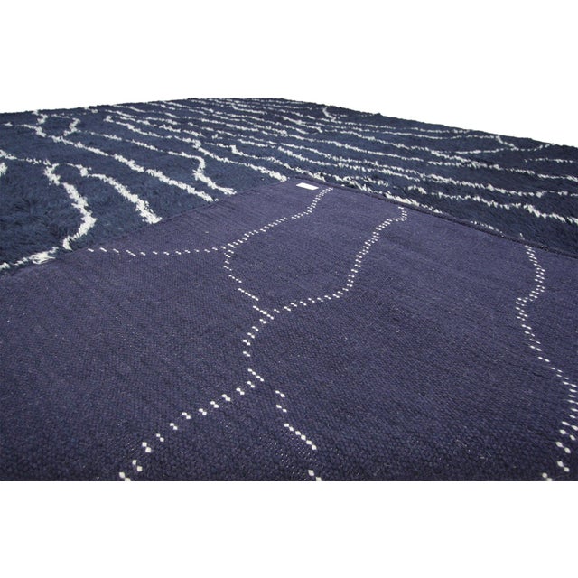 Large Navy Blue Moroccan Rug - 10'10 X 13'04 | Chairish