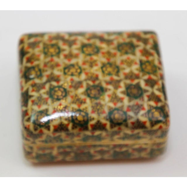 Handmade Vintage Wooden Khatam Indo Persian Box | Chairish