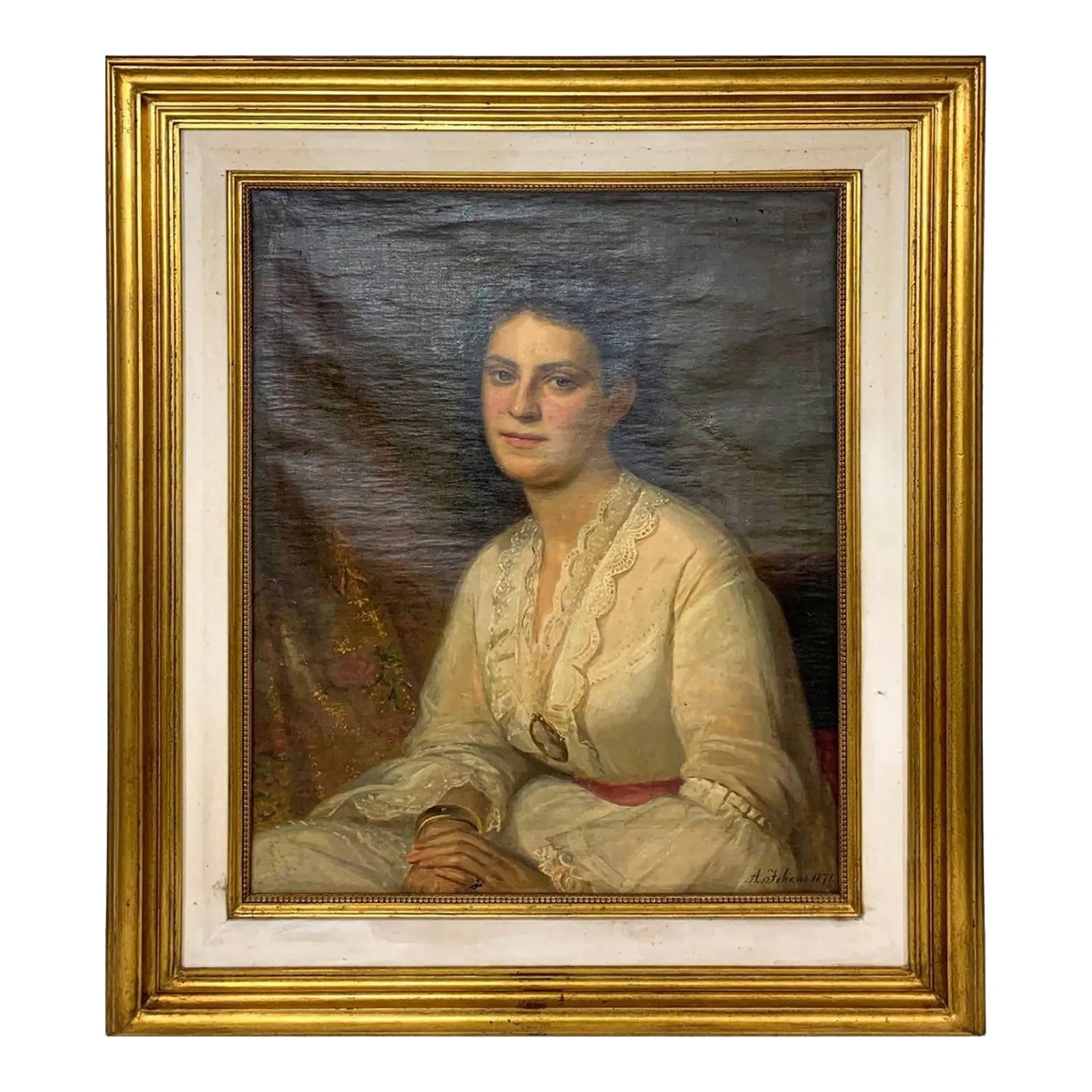 Late 19th Century Adolf Jebens, German Oil Painting on Canvas | Chairish