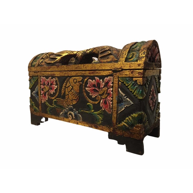 South East Asian Carved Wood Gold Gilt Brilliant Color Vintage Tabletop ...