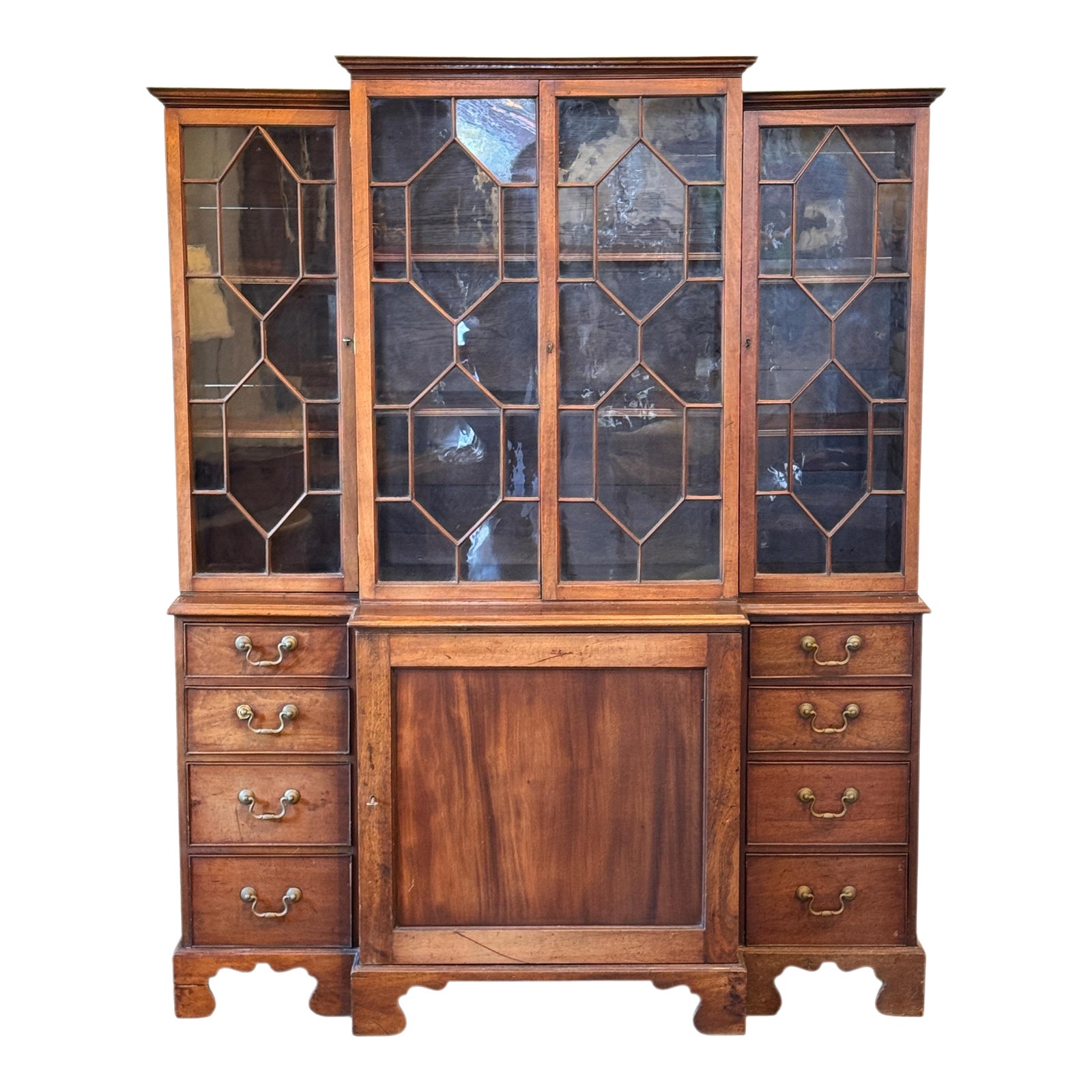 Early 19th Century Small Glass-Front Breakfront | Chairish