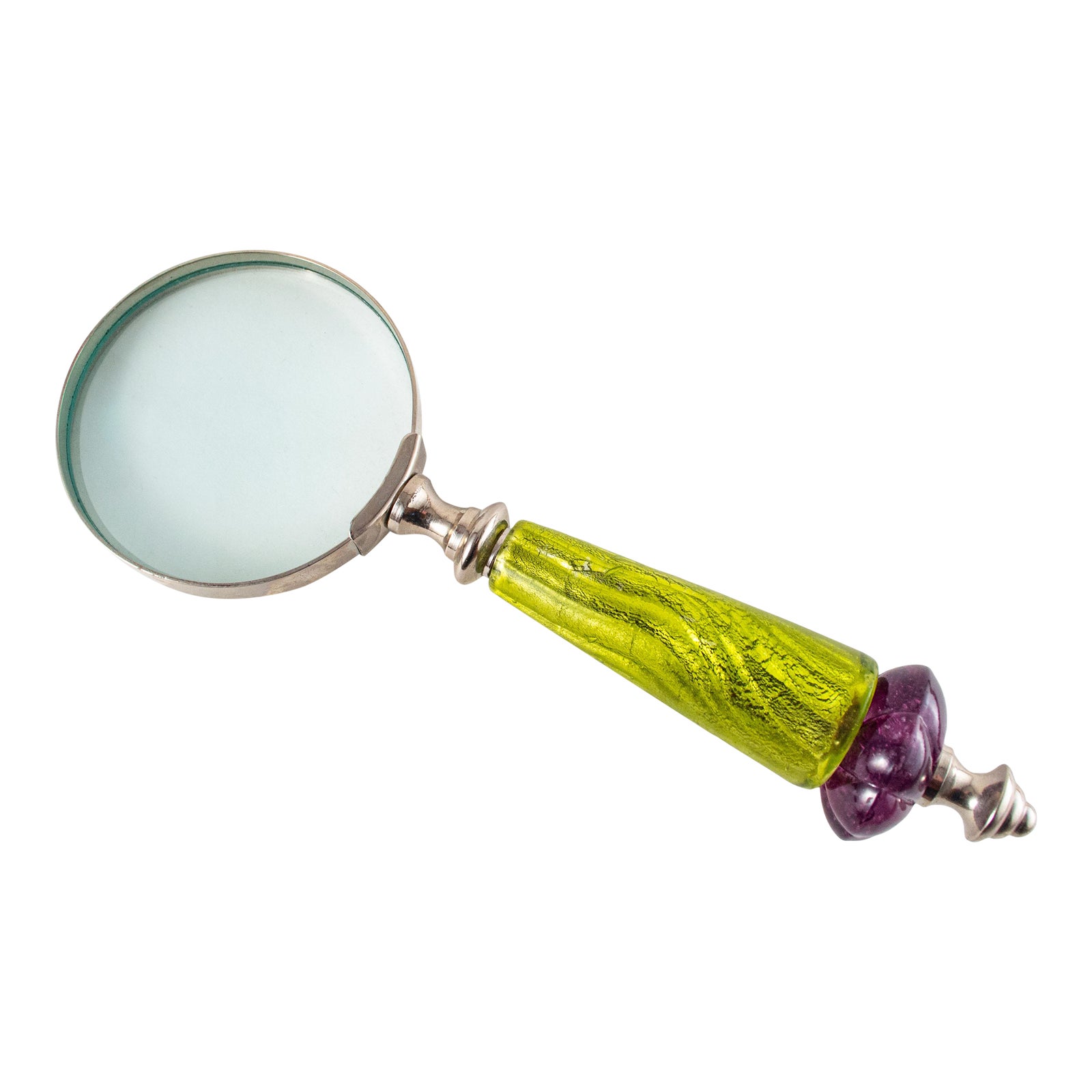 Murano Italy Chartreuse and Purple Glass Sculptural Magnifying Glass ...