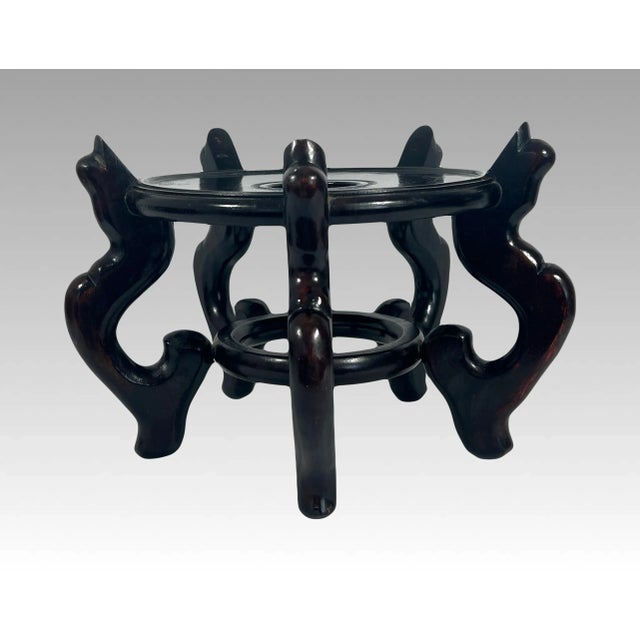 Vintage Chinese Ebony Black Lacquer Display Stand (8.5") | Chairish