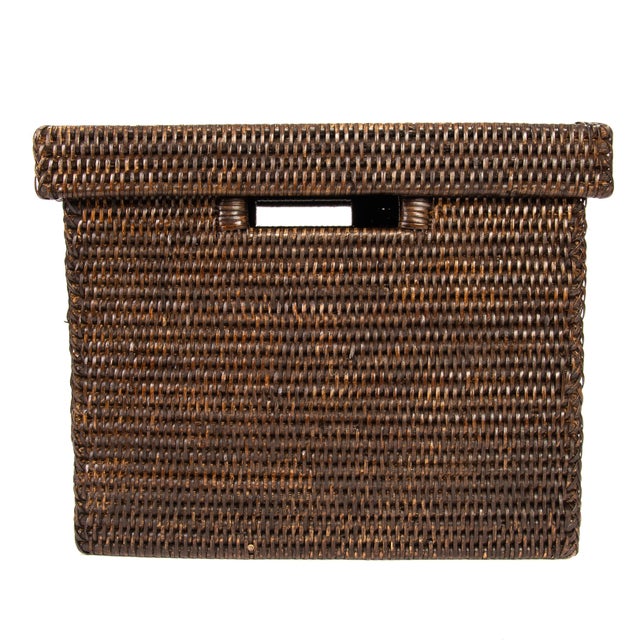 Artifacts Rattan Storage Box with Lid - Letter File, Tudor Black | Chairish