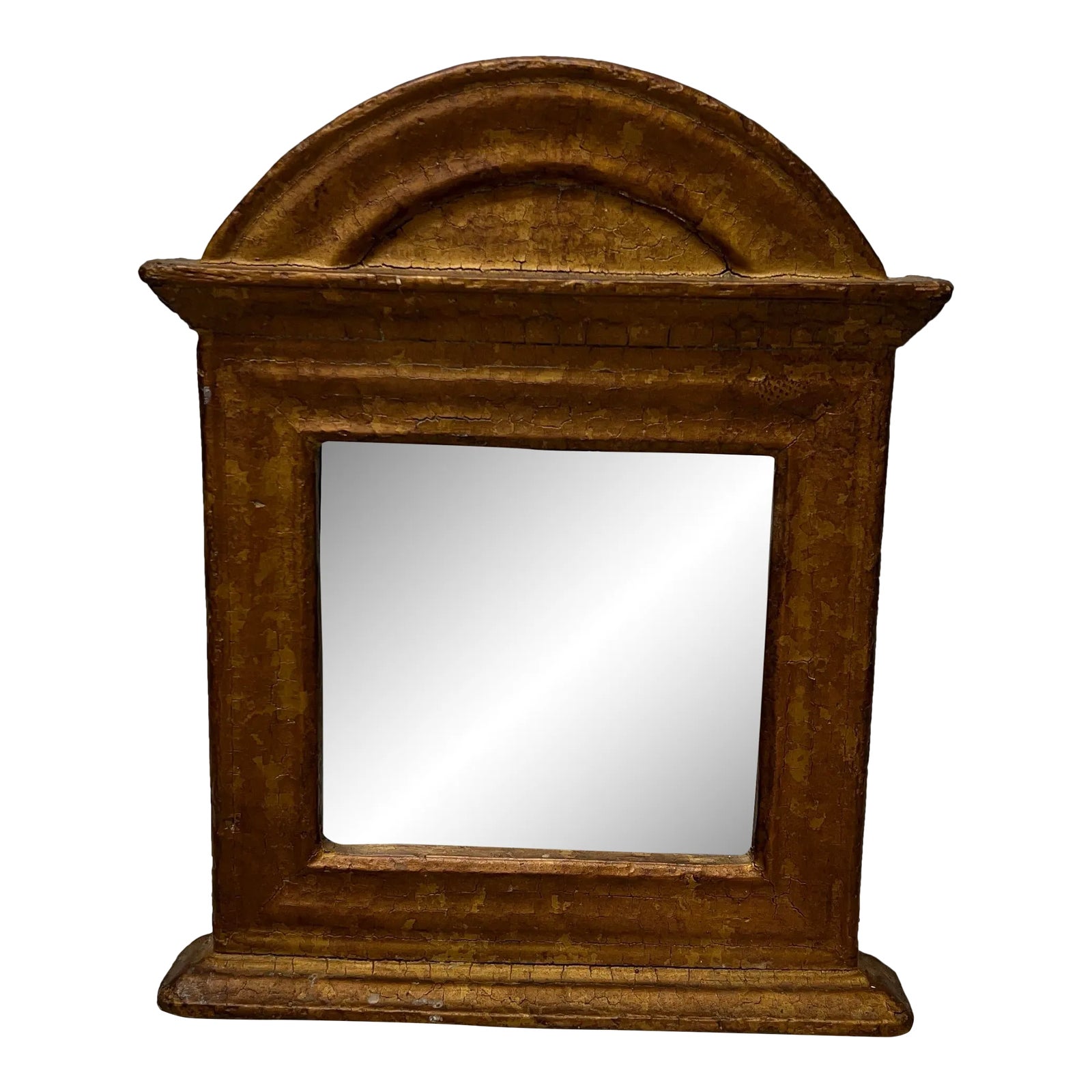Vintage Small Wooden Arch Top Mirror | Chairish