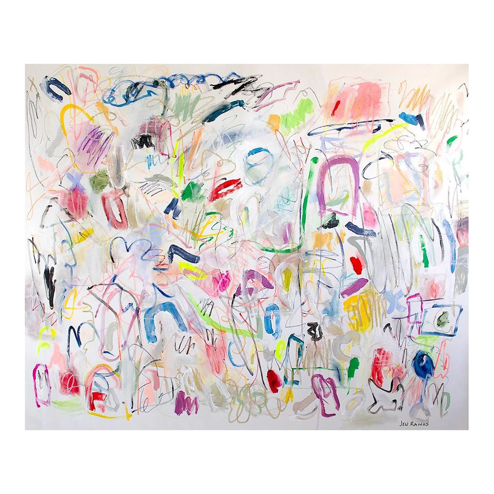 "Symphony of Color" Contemporary Original Abstract Mixed-Media Painting by Jen Ramos | Chairish