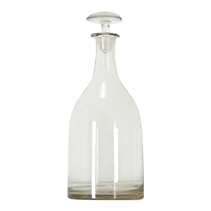 French Extra Large Hand Rolled Glass Decanter | Chairish