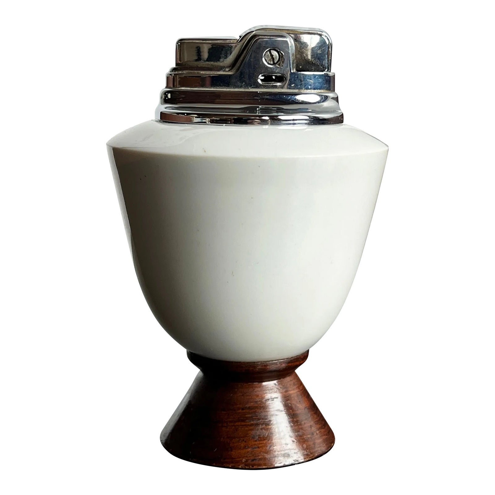 Vintage Mid Century Modern Ronson White Ceramic & Wood Table Lighter ...
