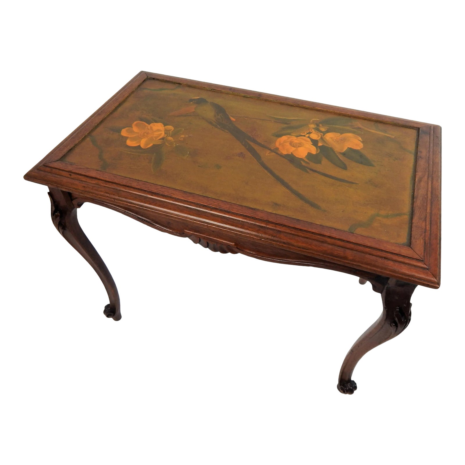 Vintage Bird Motif Side Table | Chairish