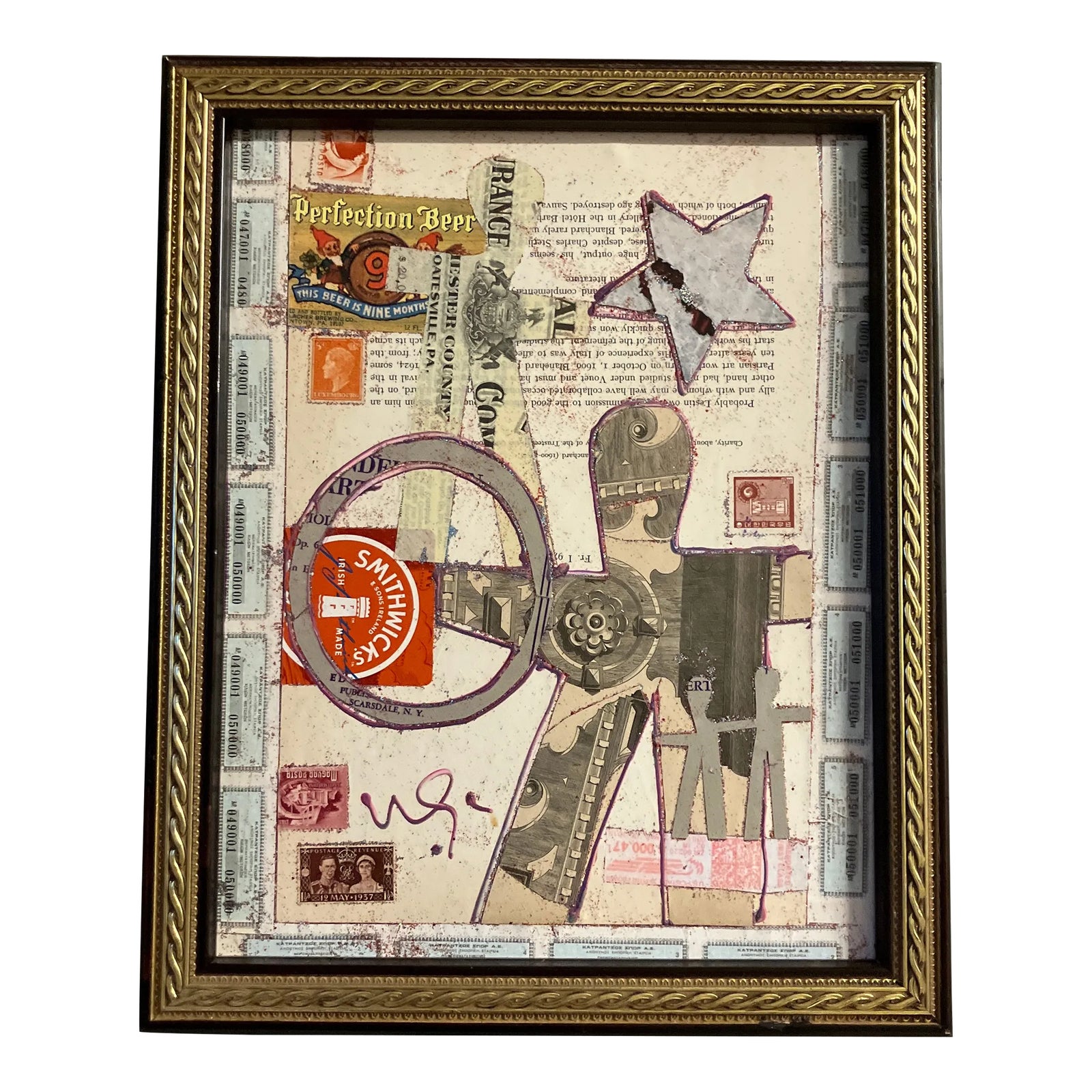 Contemporary Folk Art Wayne Cunningham Abstract Figure With Hoop ...