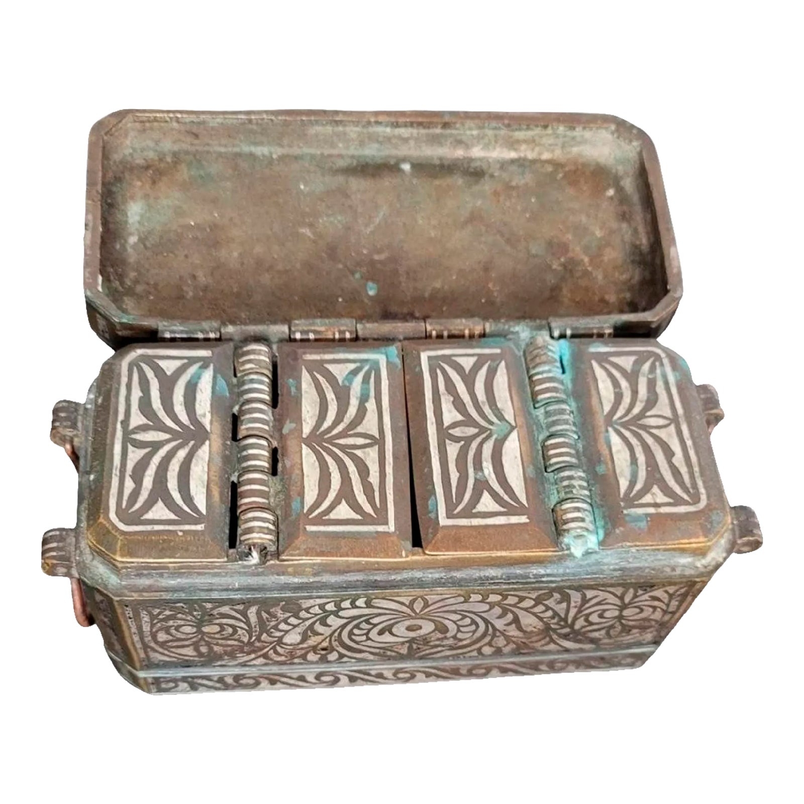 Antique Southeast Asian Maranao Decorative Silver Inlaid Brass Betel ...