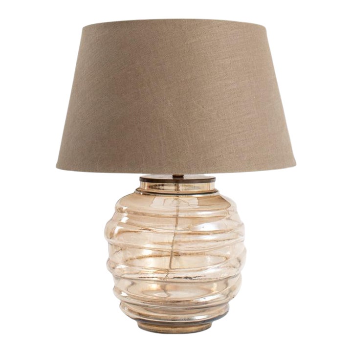 Modern Iridescent Glass Bowl Table Lamp | Chairish